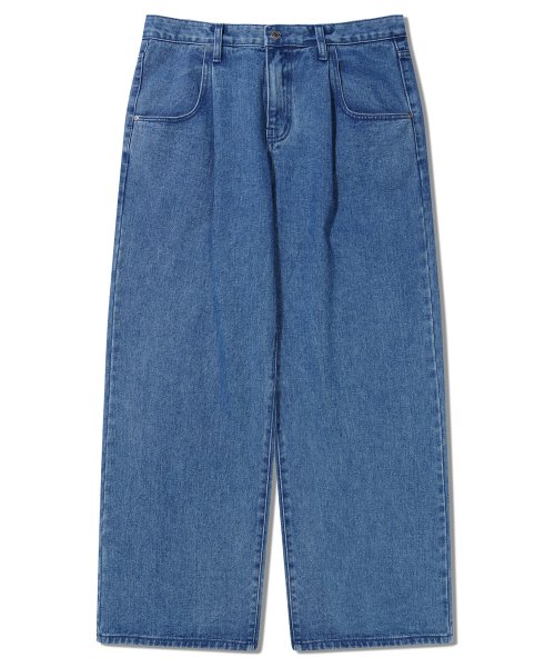 노매뉴얼 ONE TUCK REVERSED POCKET PANTS - BLUE - 위시버킷