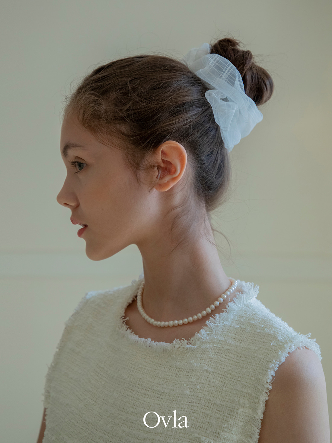 오블라 OVLA [Ovla] classic color formal mood volume scrunchie (white) - 위시버킷