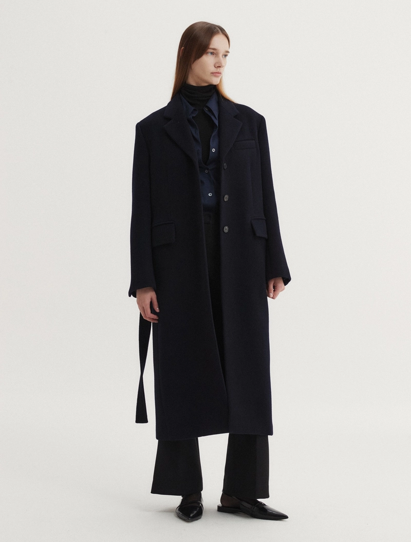 이아 EAAH - Tailoring Wool Coat (Navy) - 위시버킷