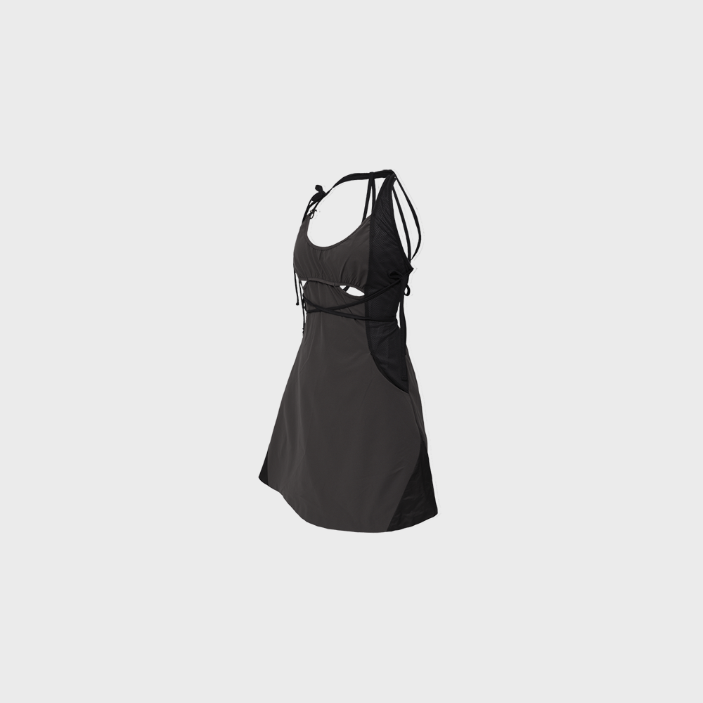 오호스 Halter Neck Apron Dress / Black - 위시버킷