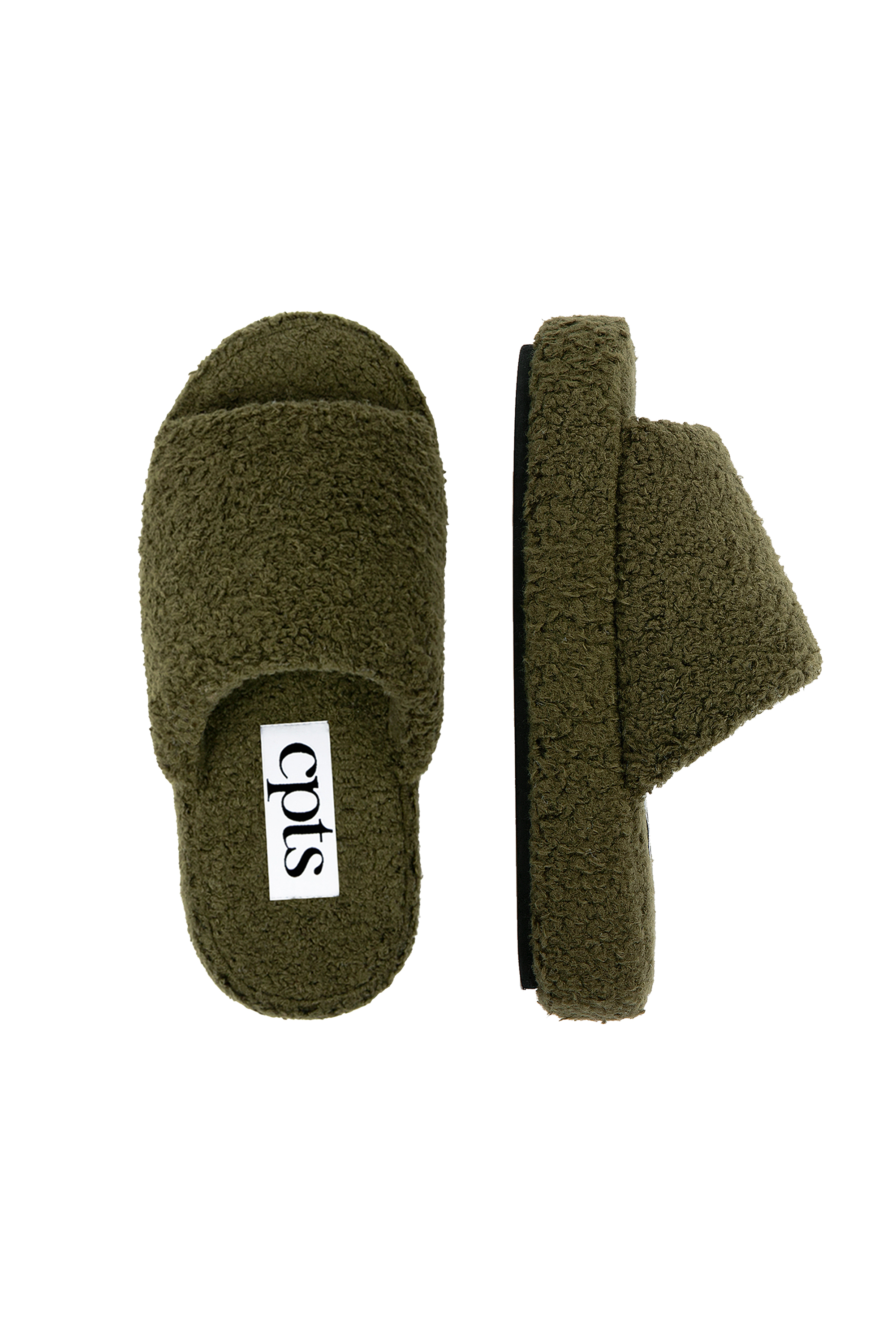 씨피티에스 FLUFFY WOOL SLIDES_KHAKI OLIVE - 위시버킷