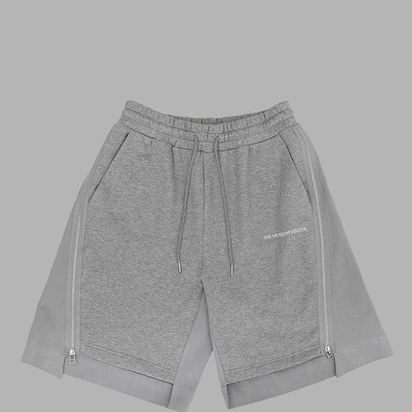 더뮤지엄비지터 VISITOR CUT-OUT ZIPPER SHORTS (GREY) - 위시버킷