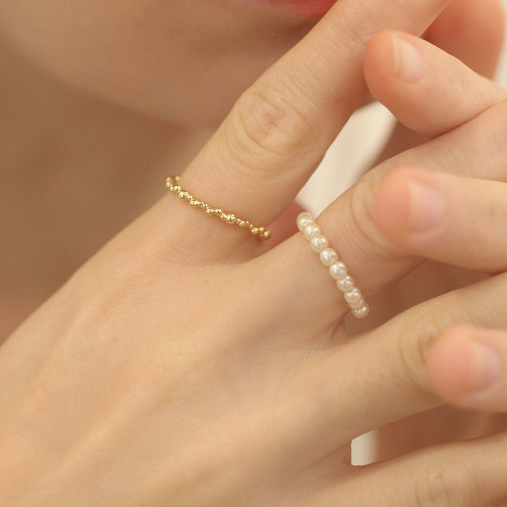 하스 [29cm단독] [2SET] LV020 pearl layered ring - 위시버킷