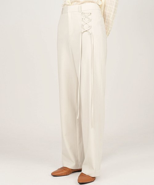 아우로 LACE UP SLACKS [ CREAM ] - 위시버킷