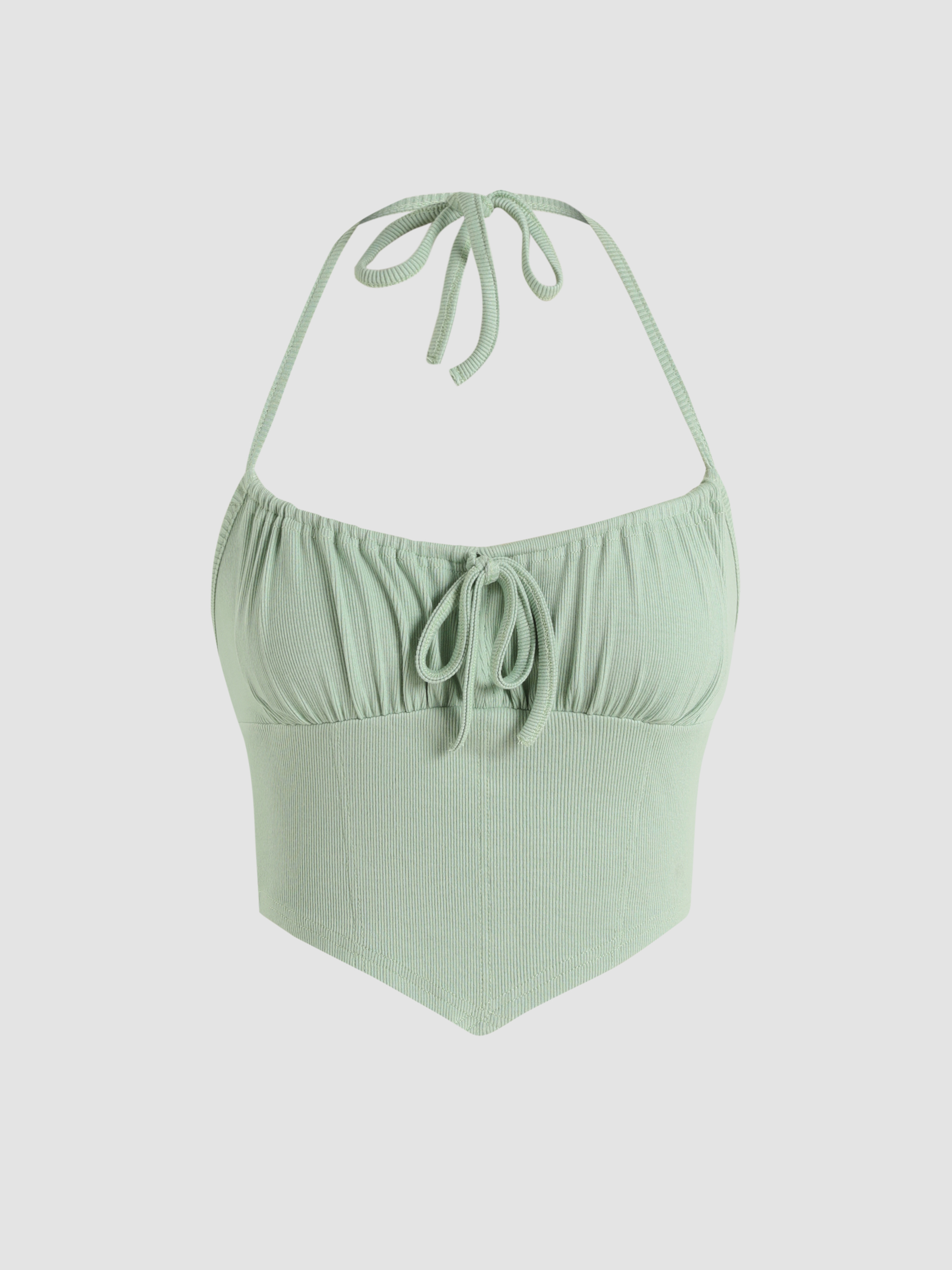 사이다 CIDER Solid Rib Halter Corset Tank Top - 위시버킷