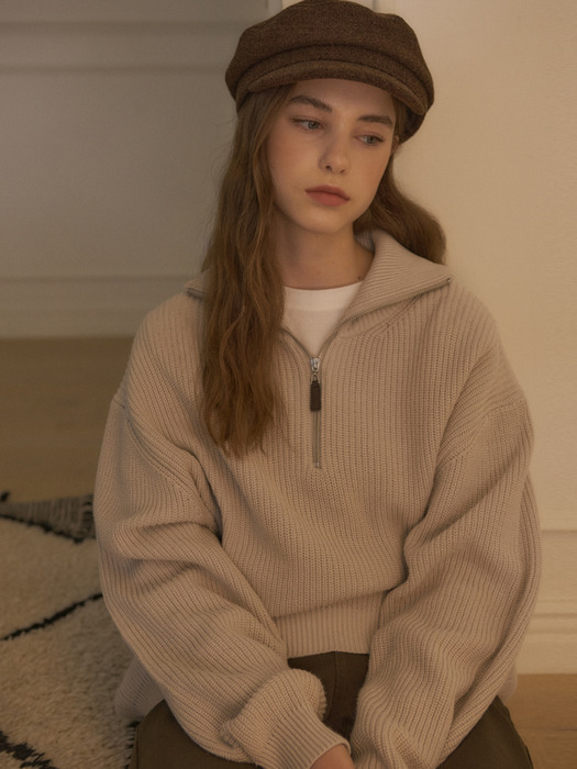 웬즈데이 오아시스 W/Always washable hachi half zipup knit(4col) - 위시버킷