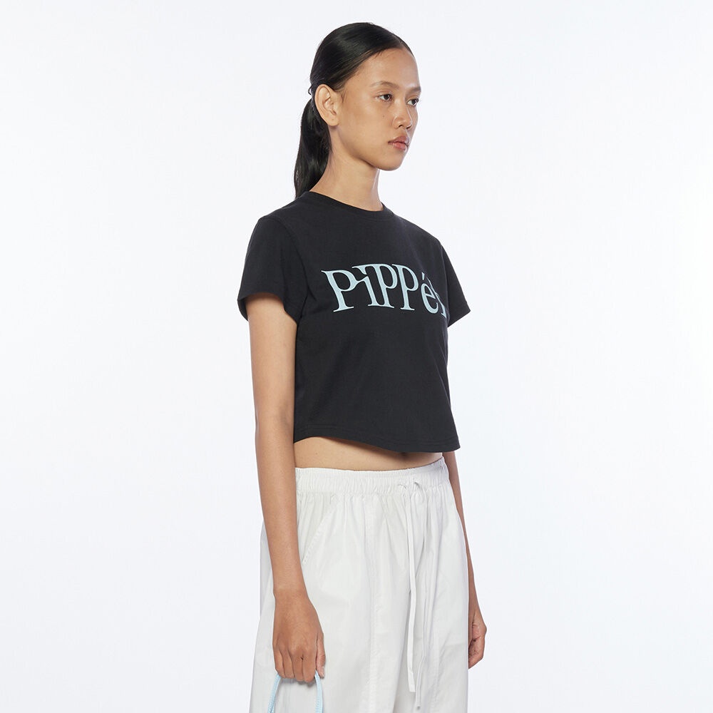 핍펫 Pippet Round Crop T-shirt (black) - 위시버킷