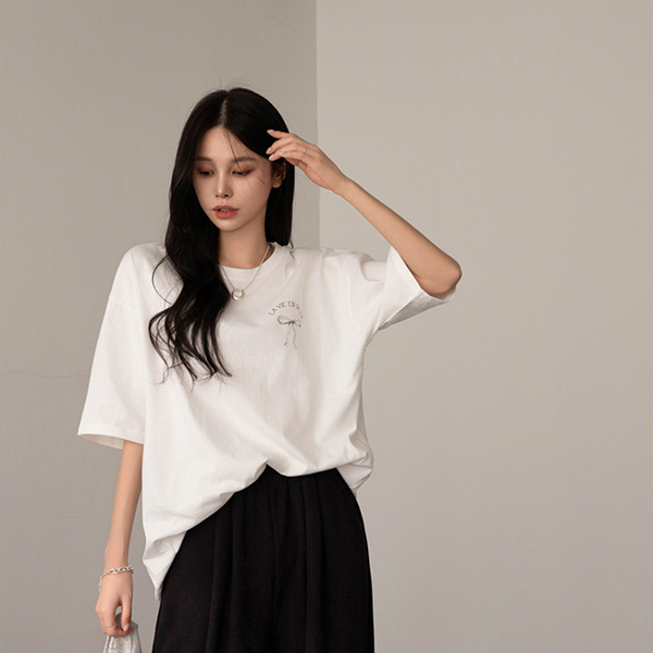 피핀 리본 박시핏 티셔츠 #111174 - 위시버킷