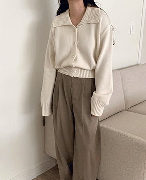 봉주르프로젝트 cotton collar cardigan (3color) - 위시버킷