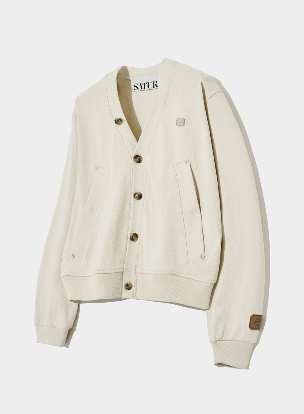 세터 Faro Wappen Logo Jersey Cardigan - Resort Ivory - 위시버킷