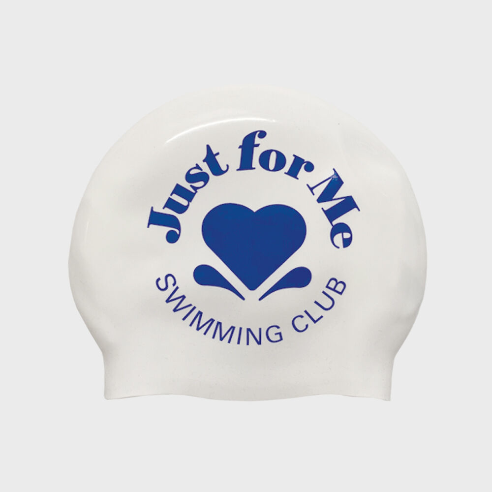 저스트포미 Heart Logo Swim Cap (White/Blue) - 위시버킷