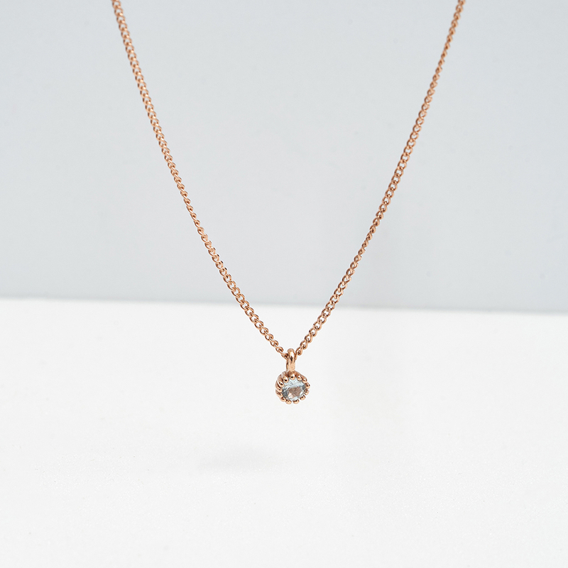 D102 14K 로시니 3월 탄생석 아쿠아마린 목걸이 - 위시버킷