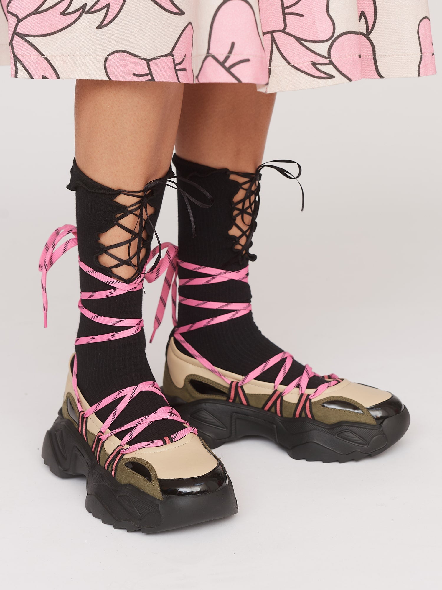 레이지 오프 Khaki Lace Up Ballet Sneaker - UK3 / EU36 - 위시버킷