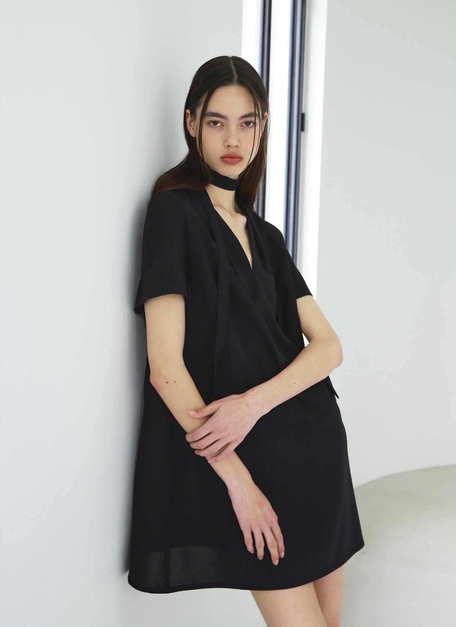 녹섭 [주문폭주] modern mini dress_bk - 위시버킷