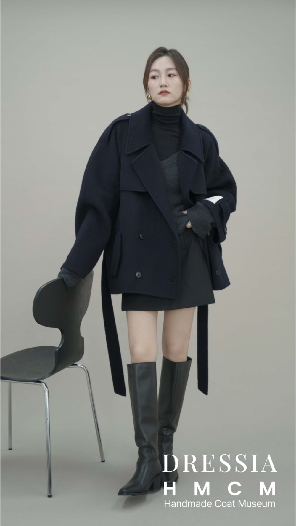 드레시아 DRESSIA 프리미엄 스마트 숏 더블페이스 울 코트 - 위시버킷