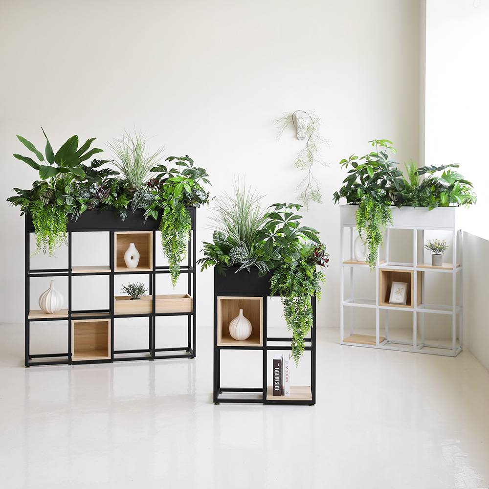 미스모네 인테리어 철제 화분 수납 선반 카페 사무실 가림막 공간분리 가벽 파티션 칸막이 장식장 - 위시버킷
