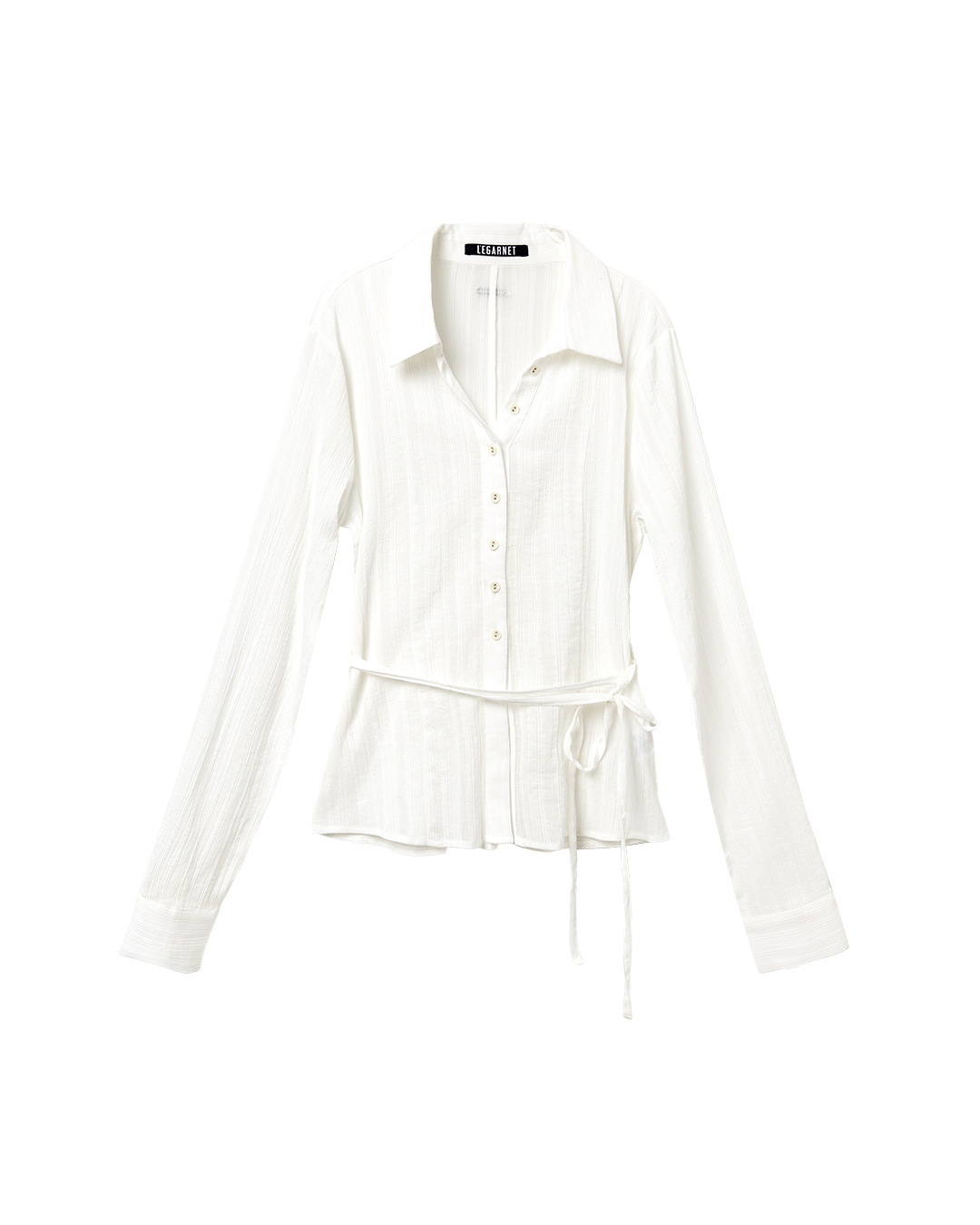 르가넷 SEE-THROUGH SLIM STRING SHIRT_IVORY - 위시버킷