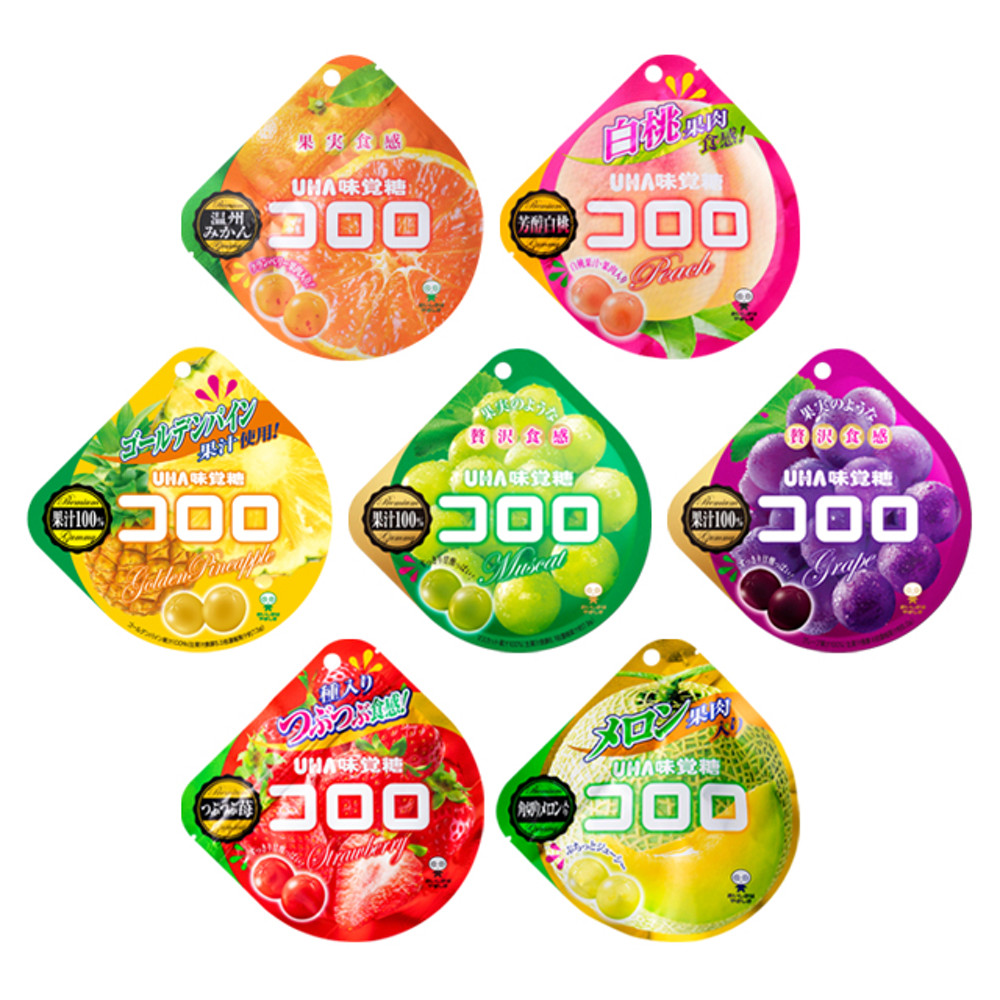 UHA미카쿠토 일본 코로로 젤리/구미 4종 - 머스캣, 그레이프, 소다, 콜라, 딸기 - 위시버킷