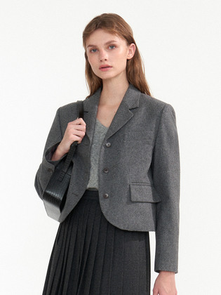 낫띵리튼 Dain crop wool jacket (Gray) - 위시버킷