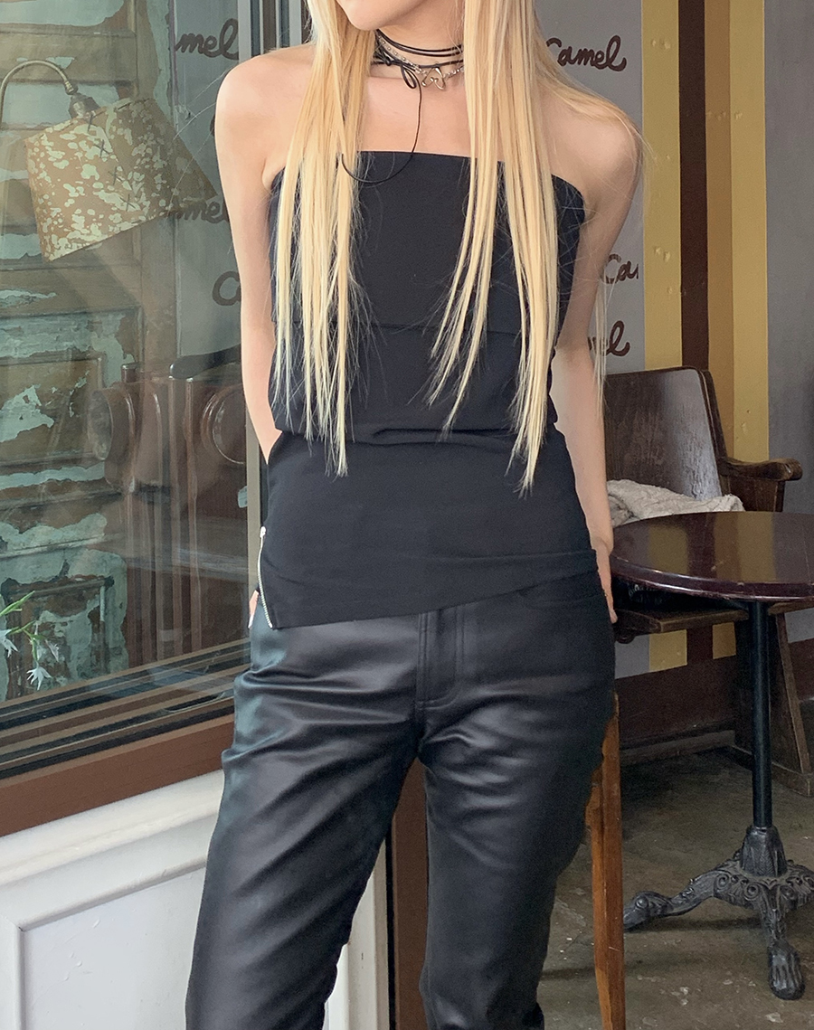 윤위즈덤 Zipper Tube Top (2 colors) - 위시버킷