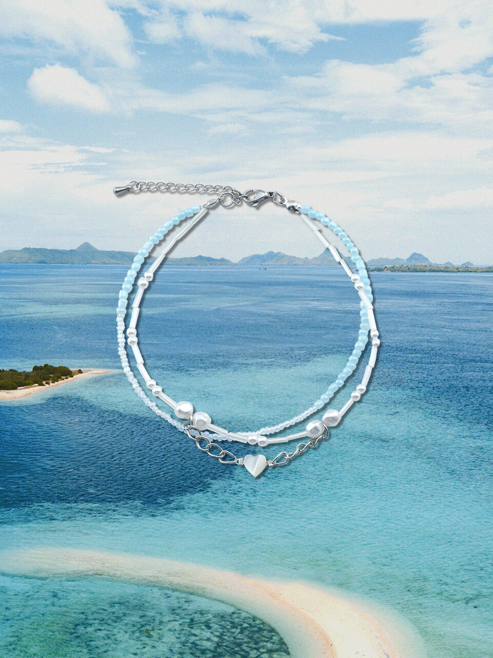 퍼피스 딜라이트 Cloud Beads Anklet sky-blue - 위시버킷