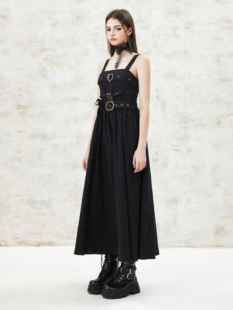 IMONE Sleeveless Long Dress with Belt and Lace Bow Design IMO0034 - 위시버킷