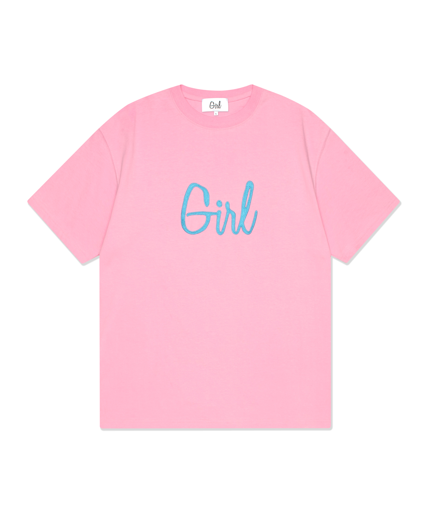 걸 GIRL TYPO LOGO TEE baby pink - 위시버킷