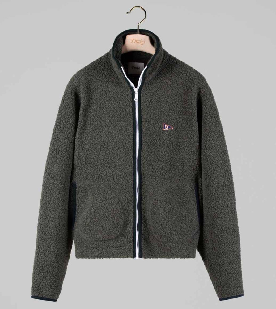 드레익스 드레익스 Green Boucle Wool Zip Fleece Jacket - 위시버킷