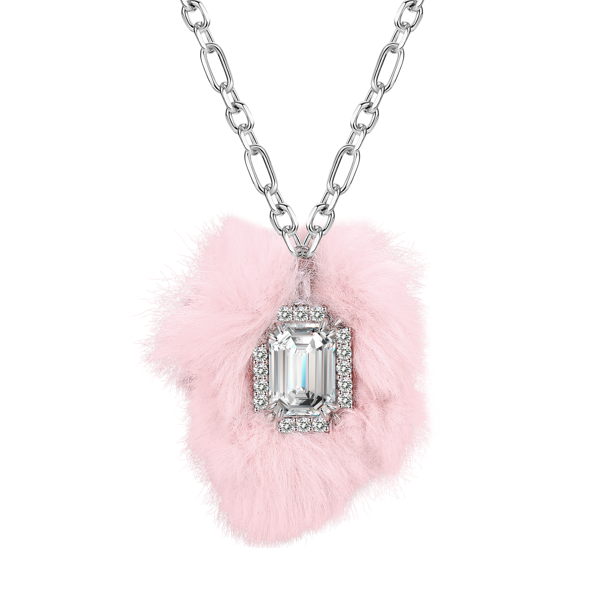 위민 Cat toy / Fluffy Square Gem Necklace - 위시버킷