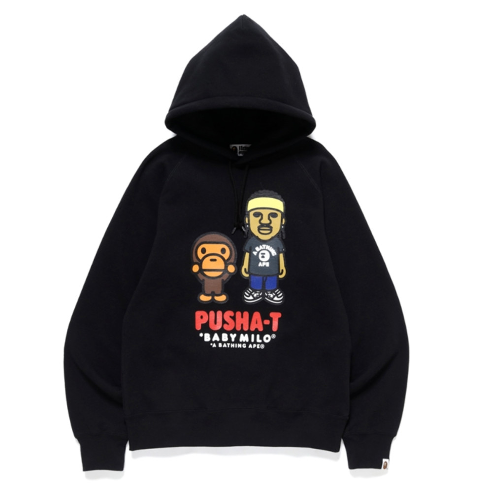 베이프 베이프 A BATHING APE® x PUSHA-T 풀오버 후드티 블랙,화이트 - 위시버킷
