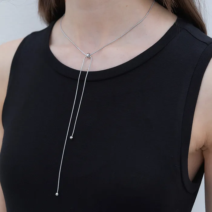 할렌 clamp rope necklace (N024_silver) - 위시버킷