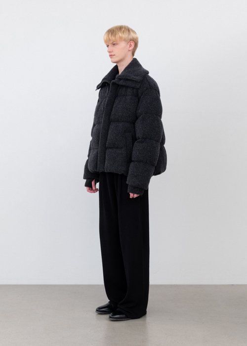 우마뭉 Pure shetland wool wing collared puffer_Charcoal - 위시버킷