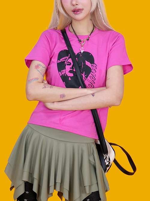 쿠오 y2k shadow vivid crop T (5color) - 위시버킷