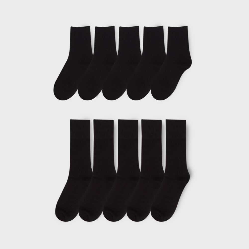 일오공칠 [1+1] [5PACK+5PACK] 1507 베이직 트라우져 뱀부 삭스(쾌적한 대나무 섬유 양말) - 블랙 - 위시버킷