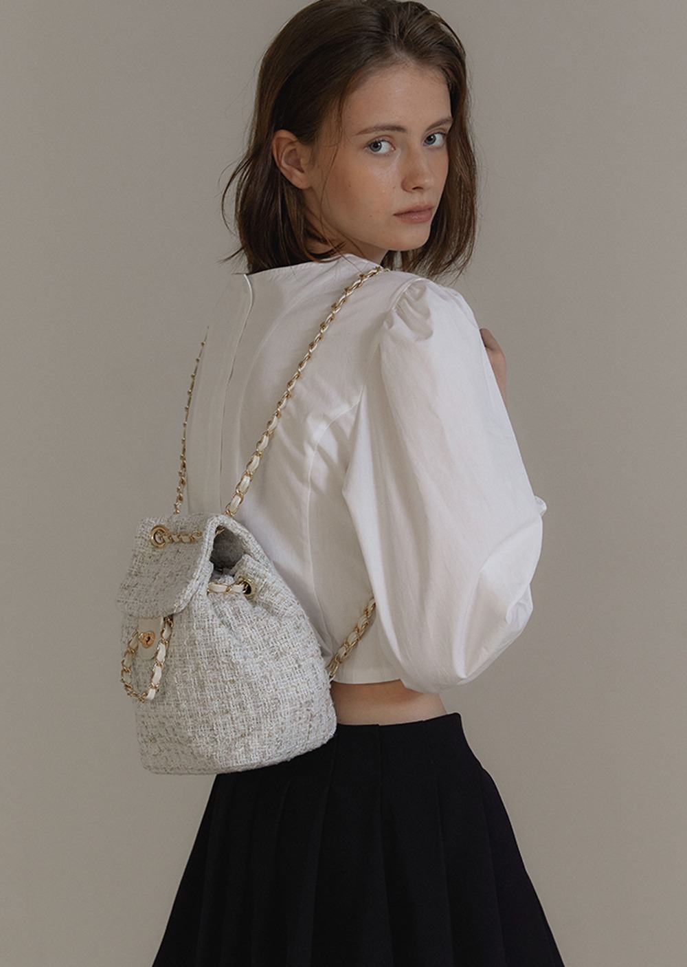 아노에틱 ANC TWEED CLASSIC BACKPACK_IVORY - 위시버킷