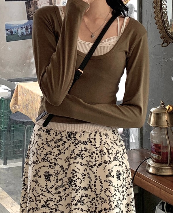 포포리 soft u neck T (4color) - 위시버킷