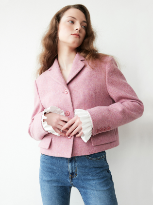 무디디 Classic short wool jacket 002 Pink - 위시버킷