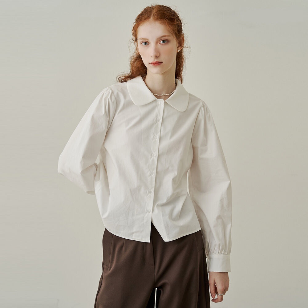 어다울 Round collar puff blouse - white - 위시버킷