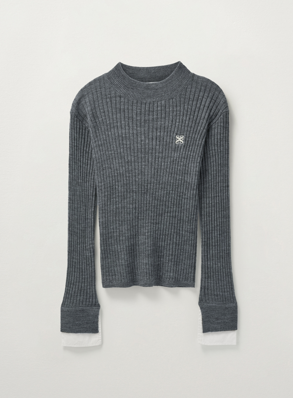 세터 (W) Cuffs Mock Neck Knit - Melange Gray - 위시버킷
