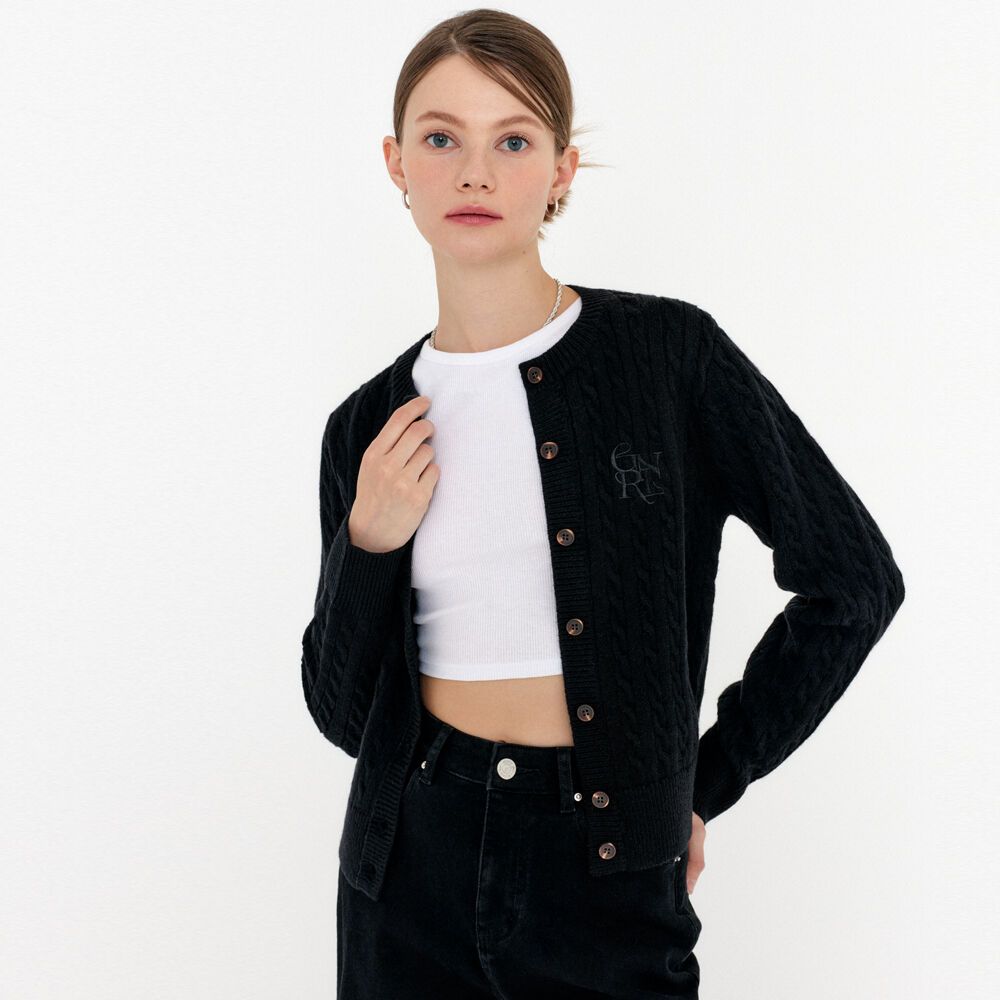 제너럴아이디어 WOMAN GNRL 케이블 가디건 [BLACK] / WBC1L04509 - 위시버킷