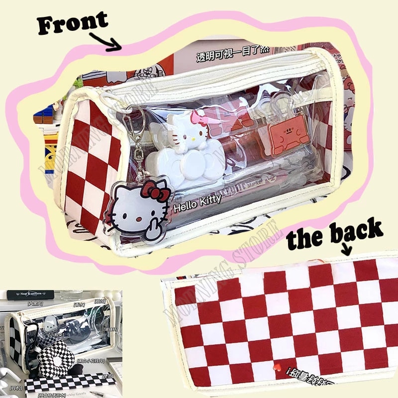 Hello Kitty Pencil Case Large Checkerboard Capacity Pochacco Pencilcase ...