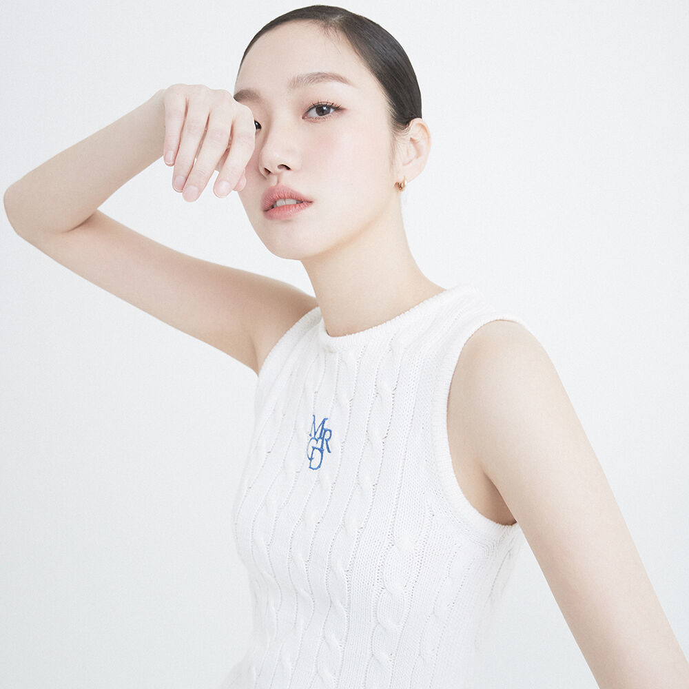 마르디 메크르디 CABLE TOP SLEEVELESS MRCD_WHITE BLUE - 위시버킷
