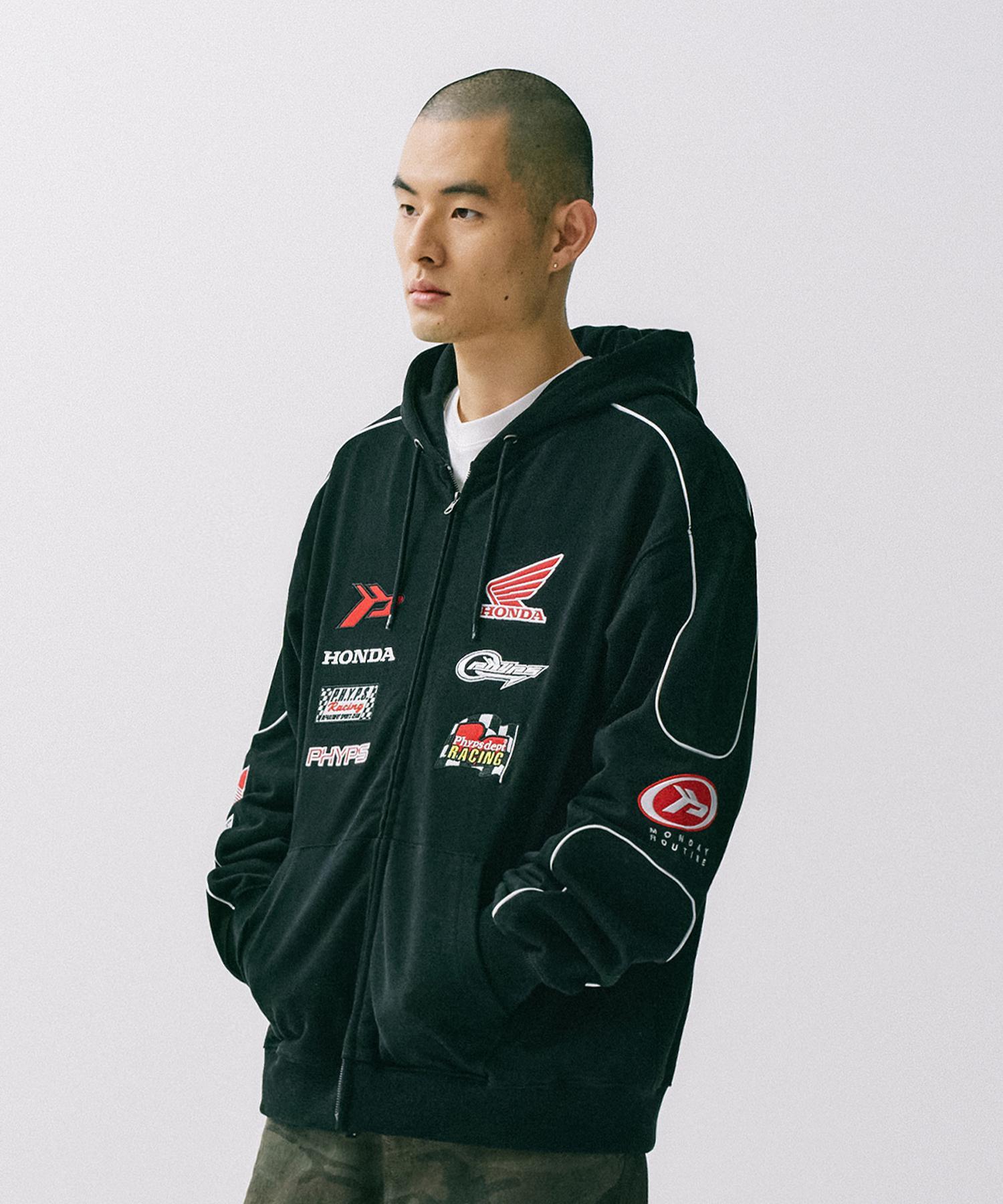 피지컬 에듀케이션 디파트먼트 Honda Multi Graphic Patch Hoodie Zip-up Black - 위시버킷