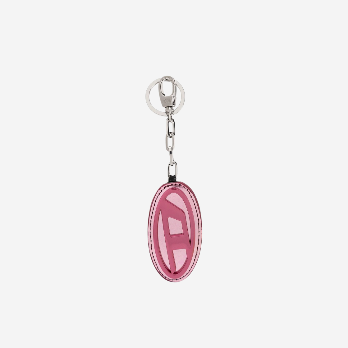 디젤 Diesel Holy D Mirror Leather Logo Plaque Keyring Pink - 위시버킷