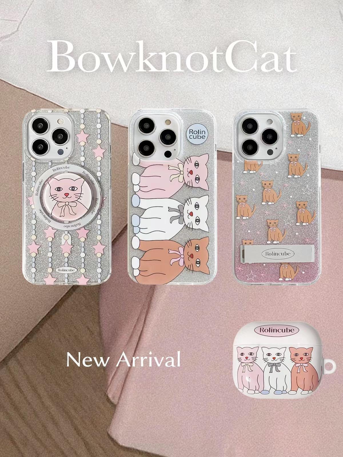 수심 수심 Meow Glow Case 고양이 아이폰 케이스 에어팟 폰 유니크 실버 맥세이프 - 위시버킷