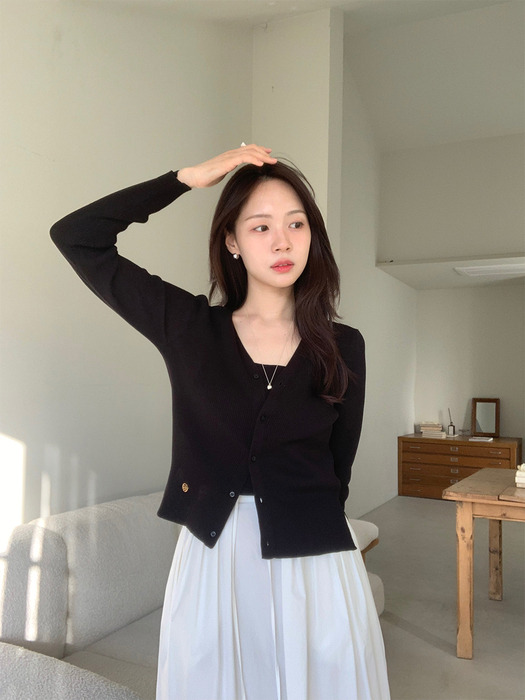 프론트로우 V-neck Cardigan & Sleeveless Top Set_4color - 위시버킷