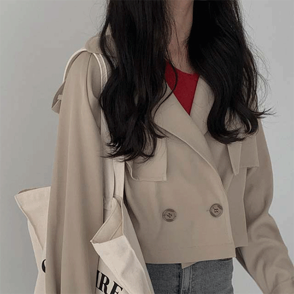 어베러데이 (무배/추천) 2C 헤이미 숏 트렌치 자켓 - 위시버킷