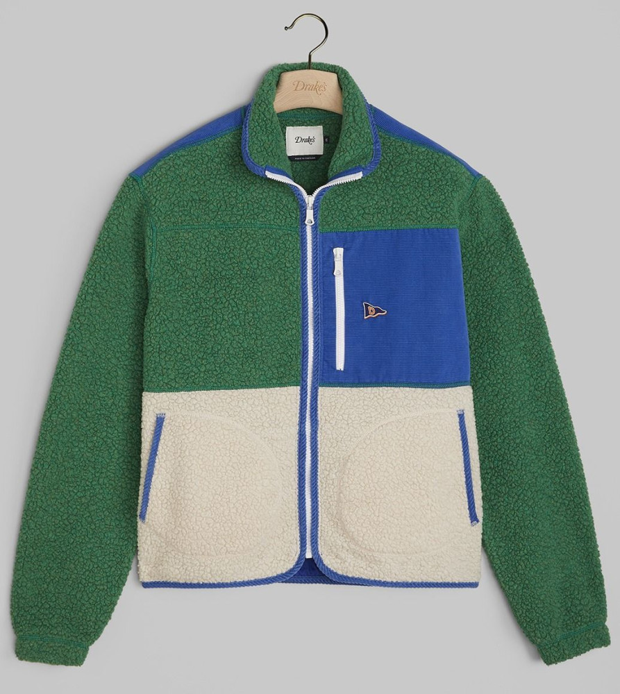 드레익스 드레익스 Green, Ecru and Blue Boucle Wool Zip Fleece Jacket - 위시버킷