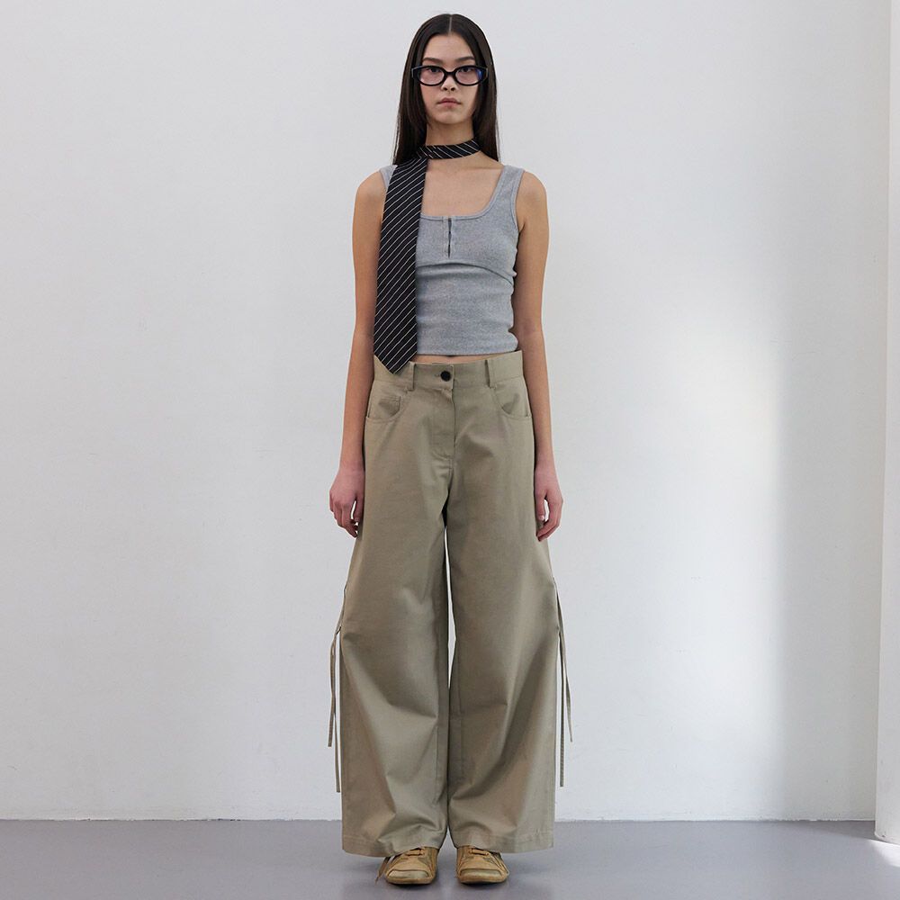 엘씨디씨 티엠 STRAP DETAIL WIDE TROUSERS - 위시버킷
