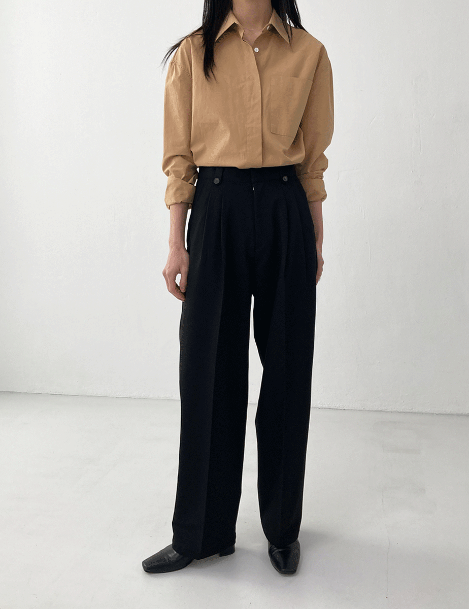 엠엔어스 waist button slacks (3color) - 위시버킷